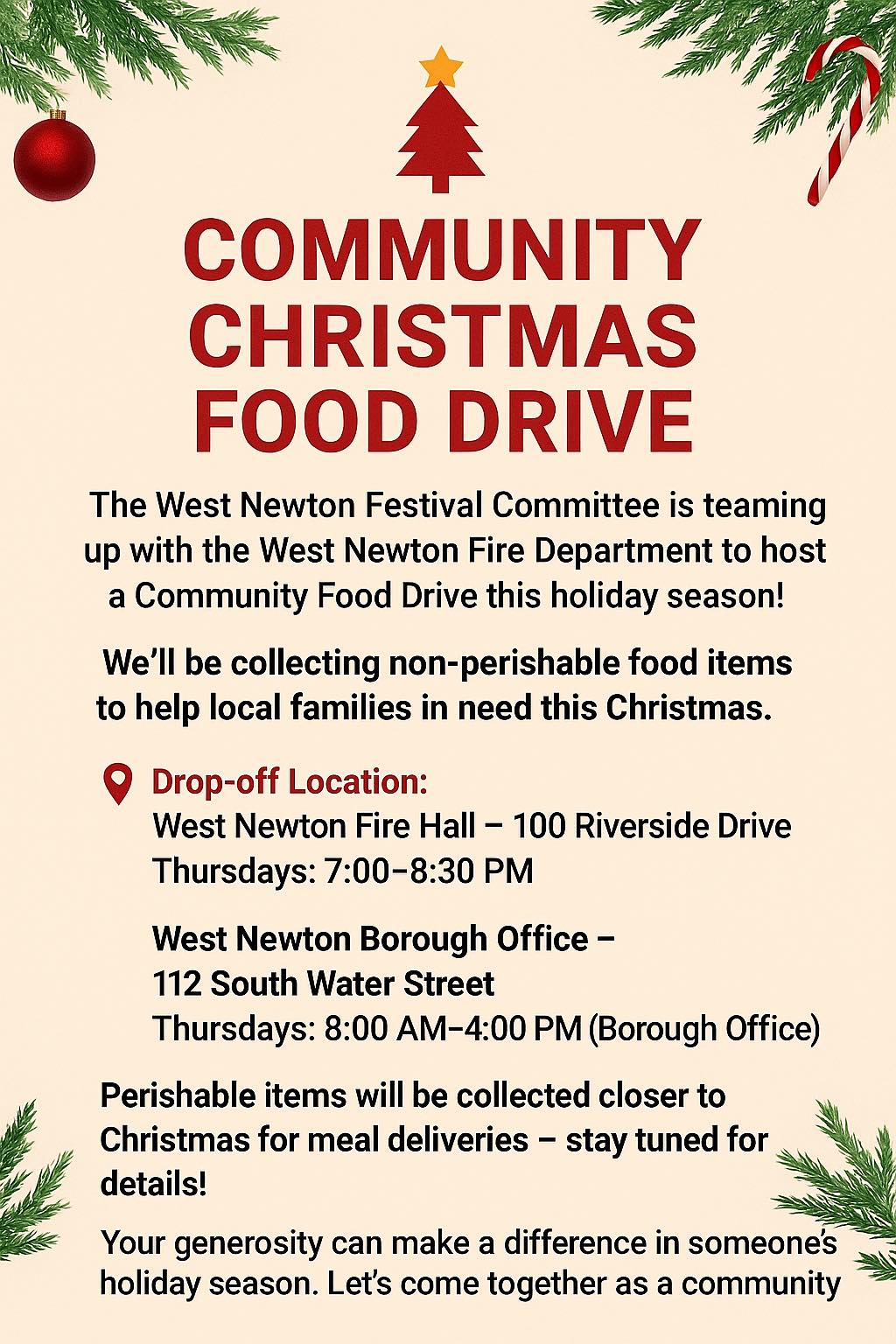 Community Food Drive – West Newton Borough